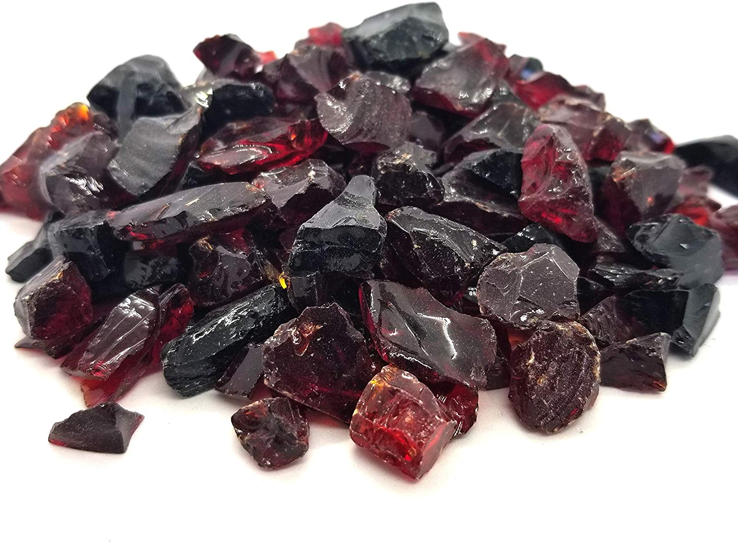 Black Red Blend 1/2" - 3/4" Large Premium Fire Glass for Fireplace and